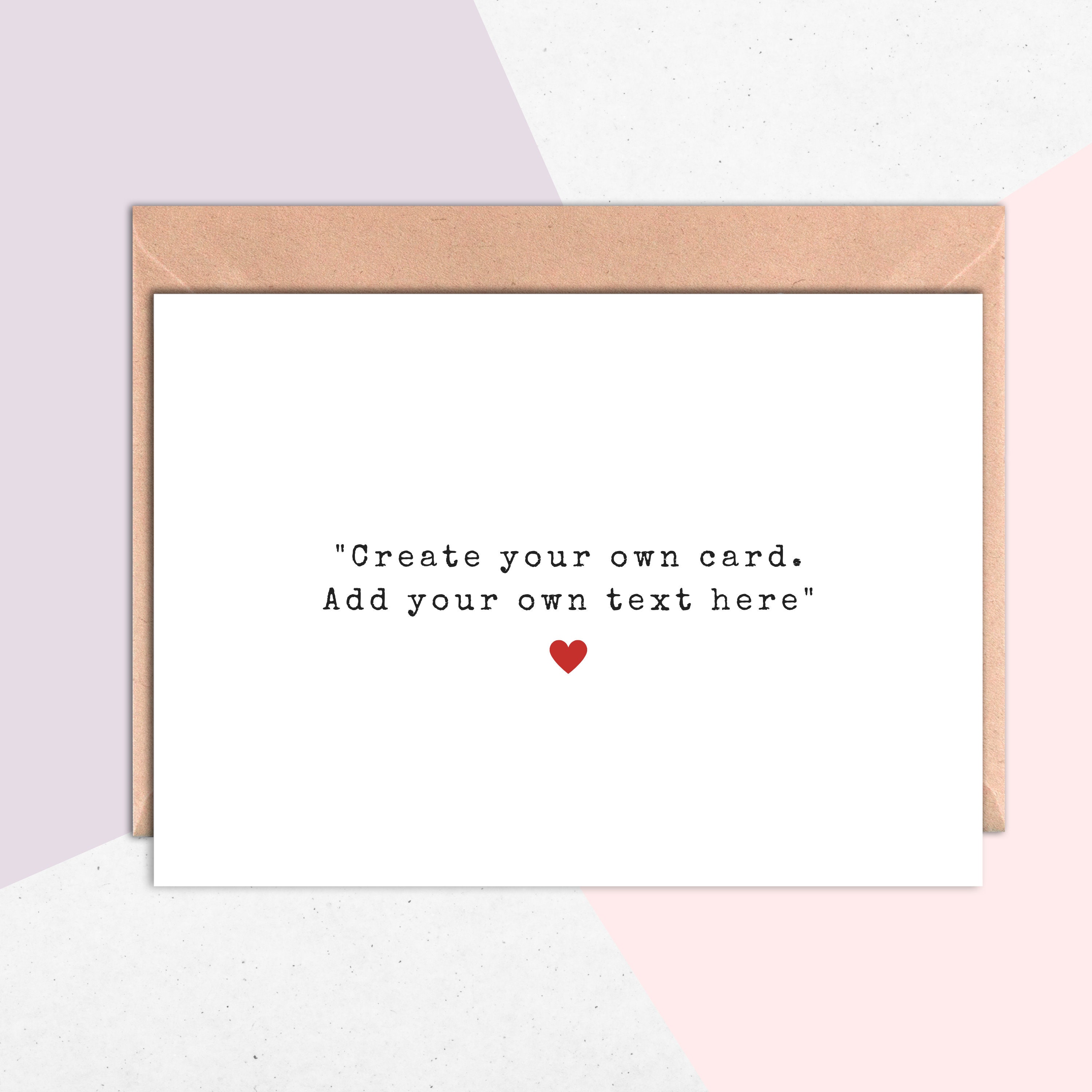 Custom Text Card Fully Customisable Card Song Lyric Card - Etsy UK