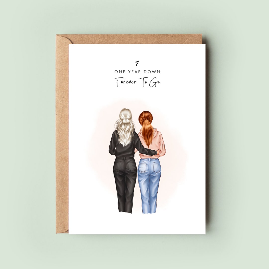Personalised Lesbian Anniversary Card, Personalised LGBTQ Card, Lesbian ...