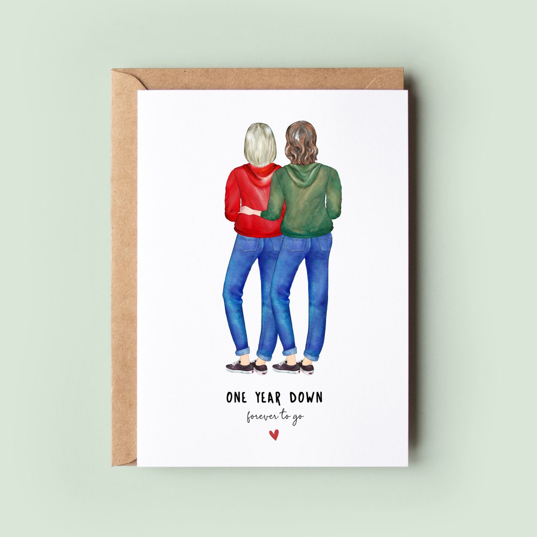 Personalised Lesbian Anniversary Card Personalised Lgbtq Card Lesbian