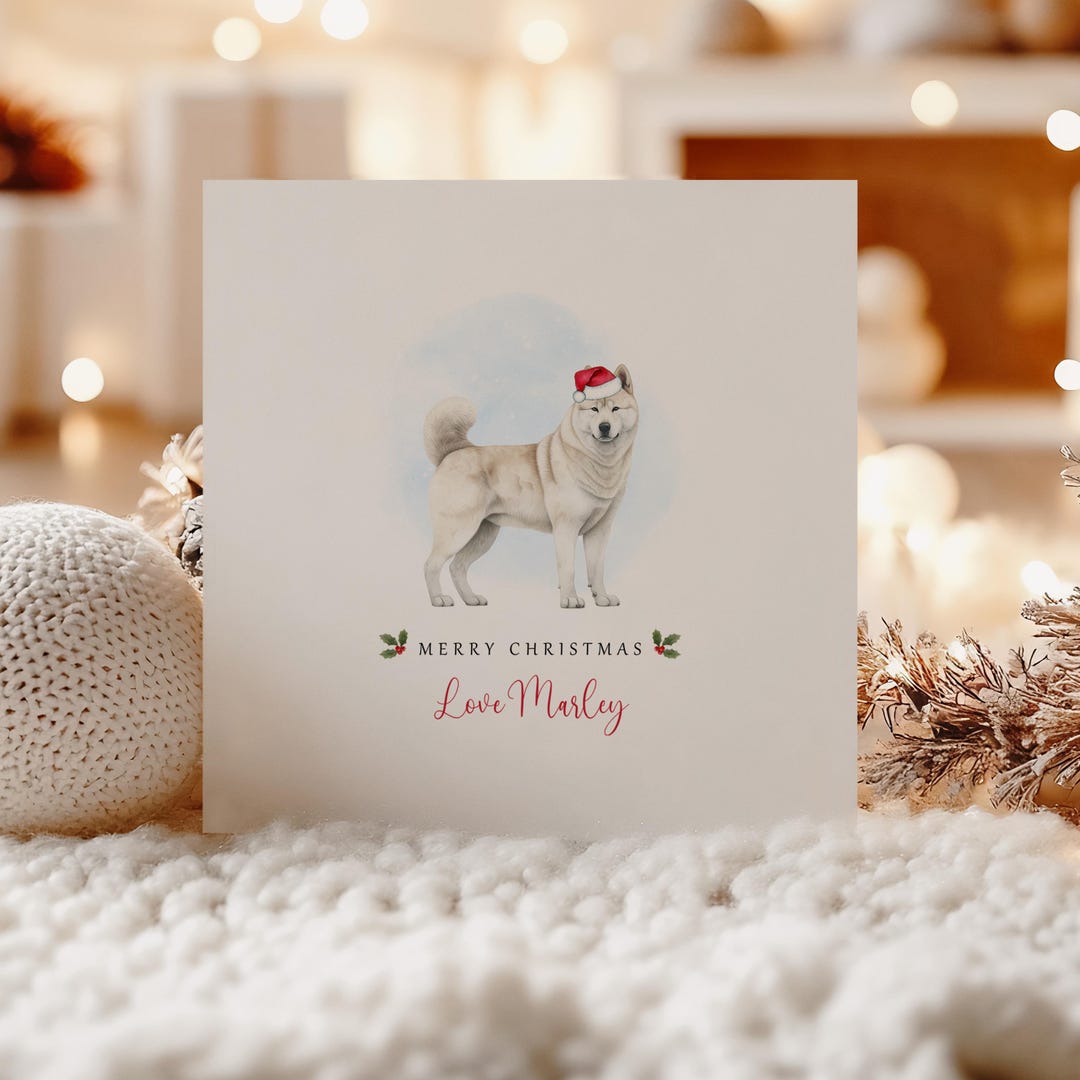 Personalised Akita Dog Christmas Card: Dog Mum Holiday Greeting - Etsy