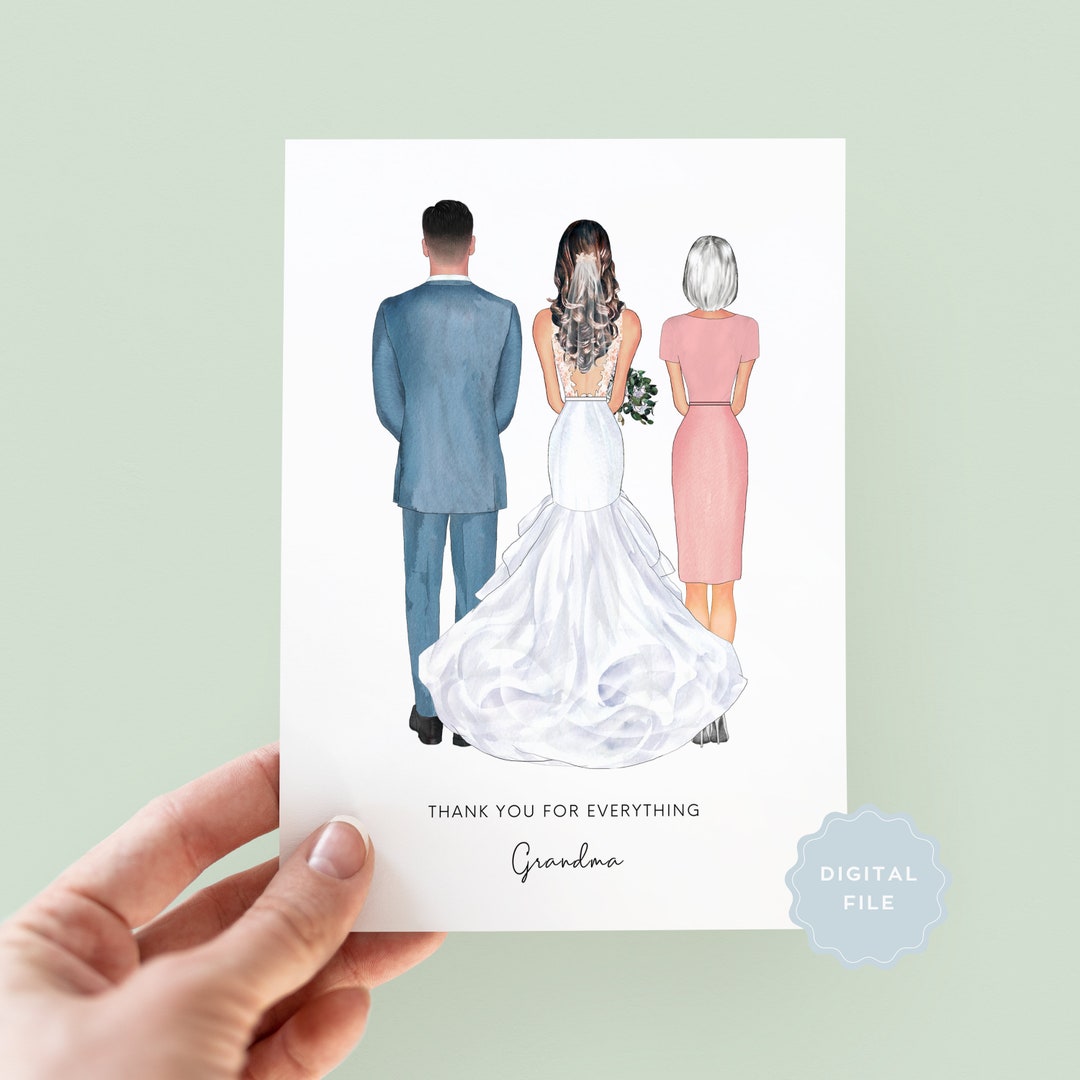 Printable Personalised Wedding Card, Grandma, Grandma of the Bride ...
