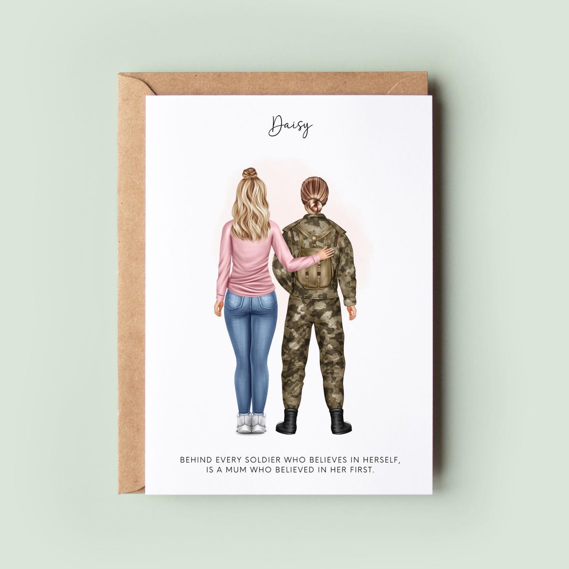 Personalised Army Daughter Good Luck Card | Female Soldier Keepsake ...