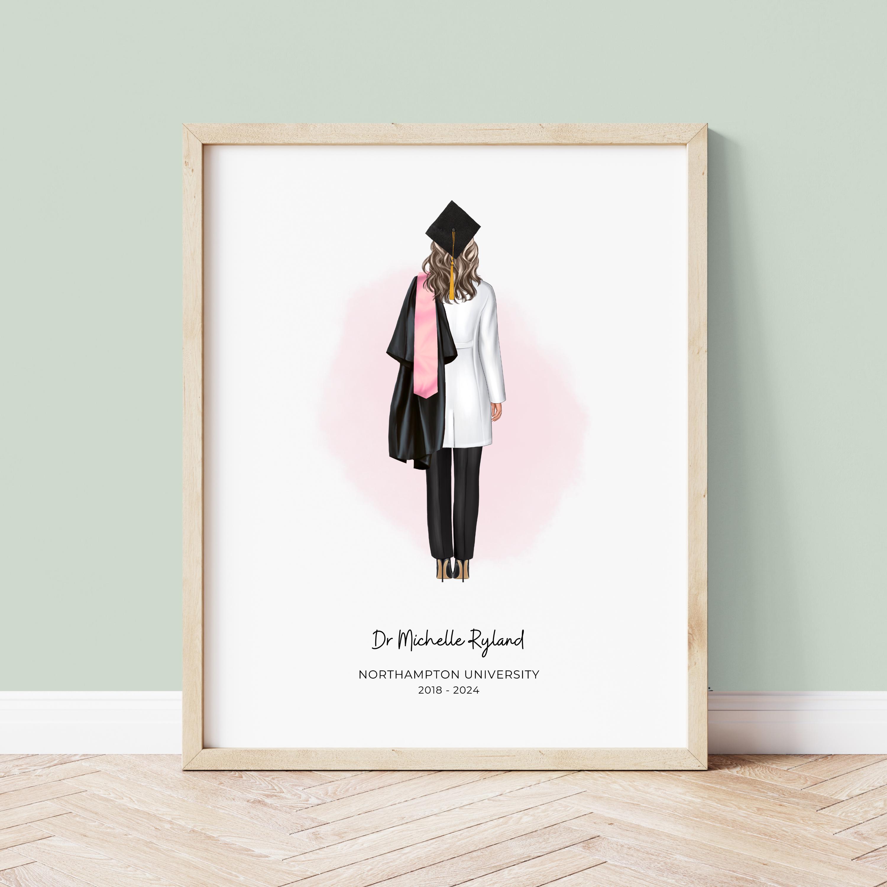 Female Doctor Graduation Print | Personalised Grad Gift for Her | Vet ...