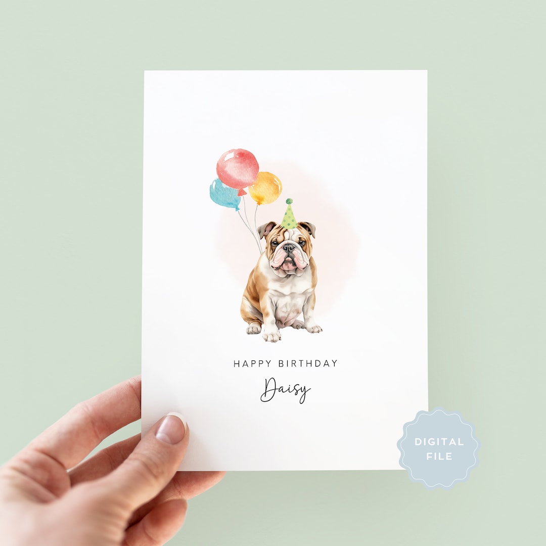 Printable English Bulldog Birthday Card From the Dog, Birthday Card for ...