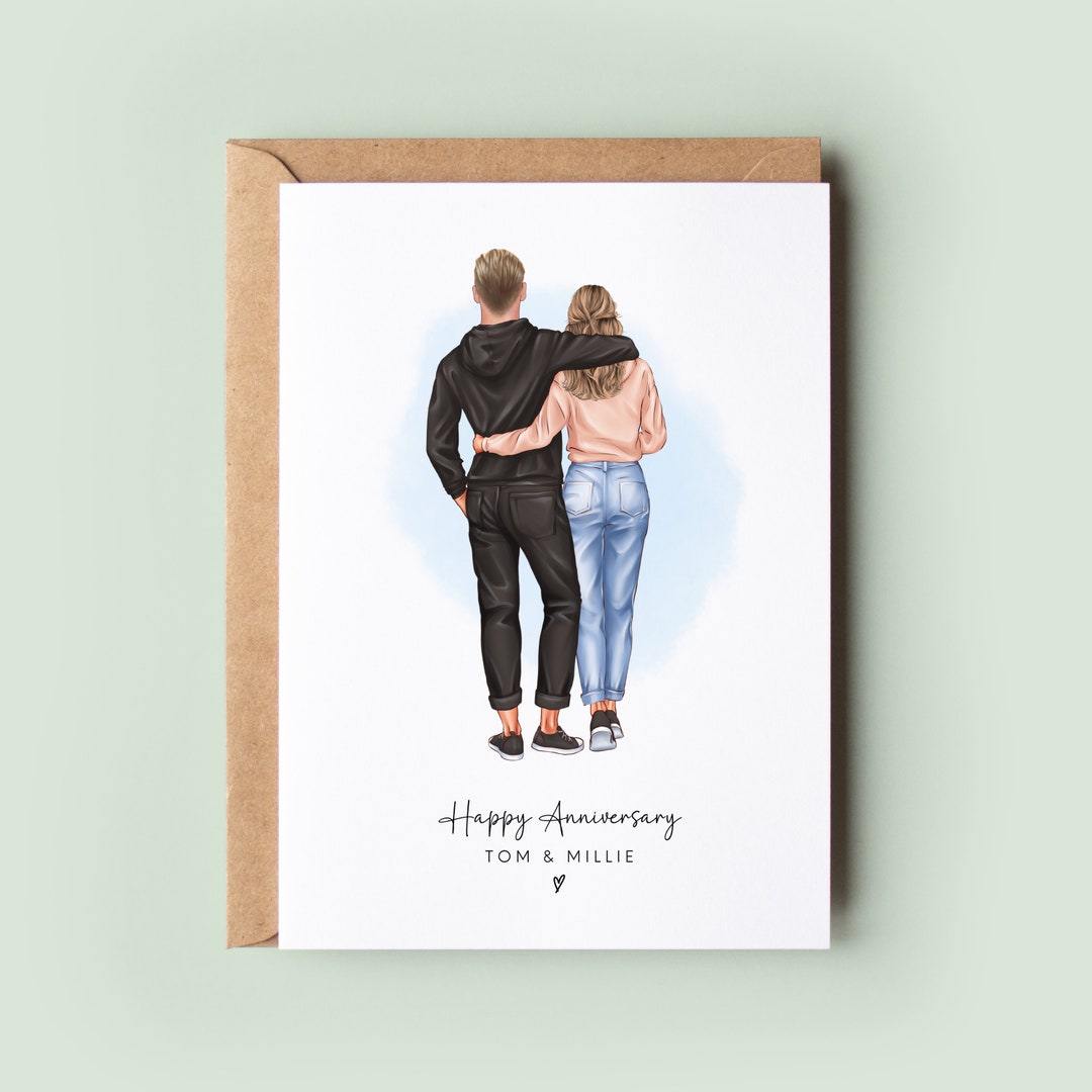 Personalised Couple Card, Couples Anniversary Card, Card for Her, for ...