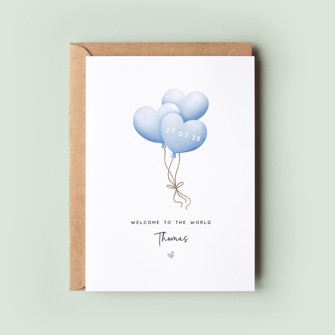 Personalised New Baby Boy Card – Welcome to the World Keepsake – Custom ...