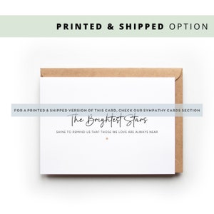 Printable Brightest Stars Sympathy Greeting Card, Sympathy Card ...