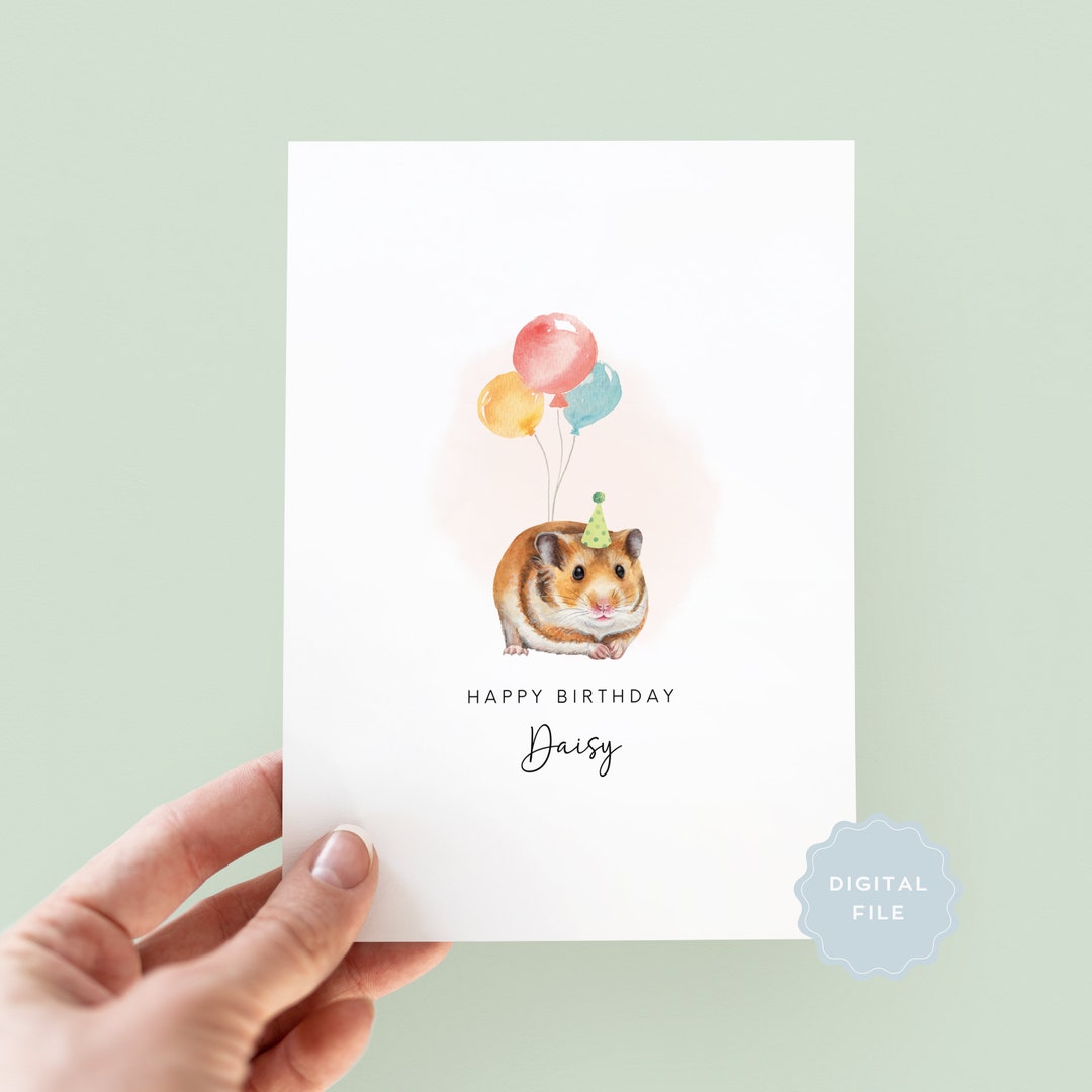 Printable Hamster Birthday Card for Pet Lovers, Birthday Greeting From ...
