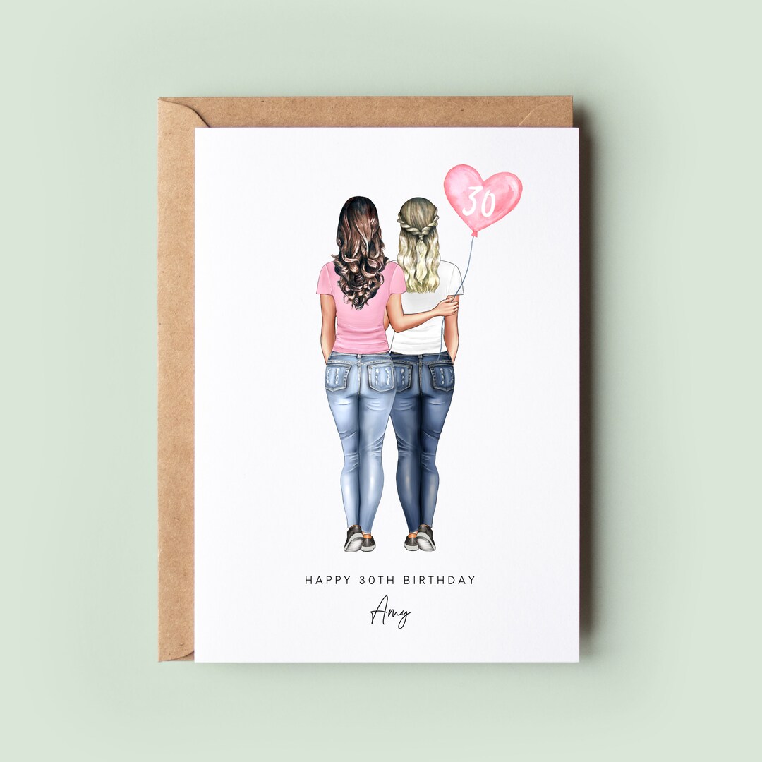 Personalised 30th Birthday Card, Sister Birthday Day Card, Best Friend ...