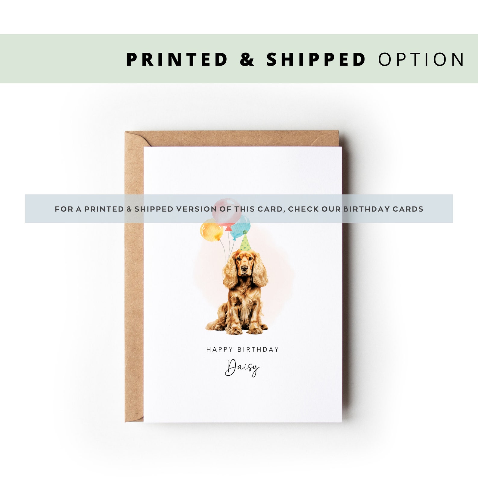 Printable Cocker Spaniel Birthday Card From the Dog, Birthday Card for ...