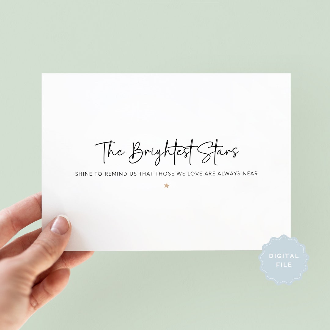 Printable Brightest Stars Sympathy Greeting Card, Sympathy Card ...