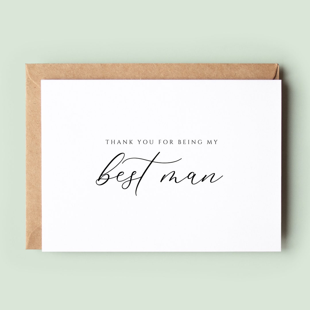 Classic Thank You Best Man Card, Best Man Wedding Thank You Card, Card ...