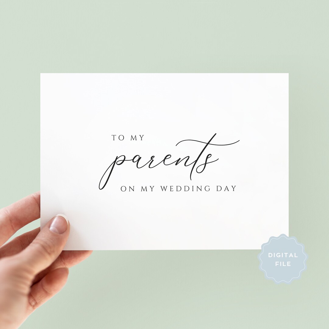 Printable Wedding Card to Parents, Parents Card, Mother, Best Friend ...