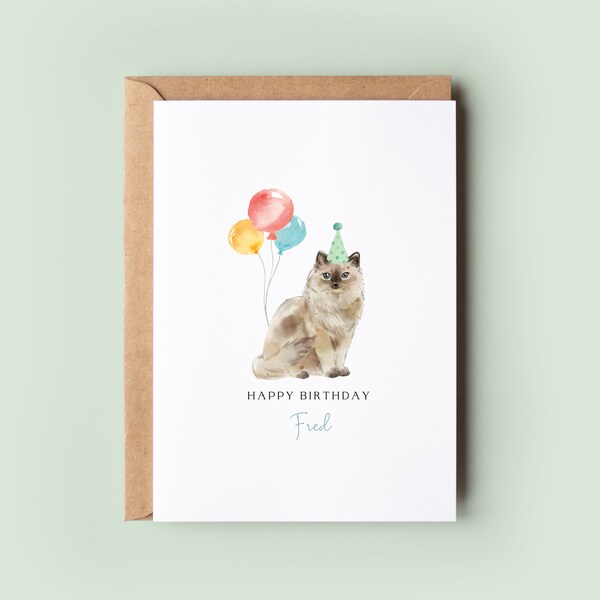 Cat Birthday Card - Etsy