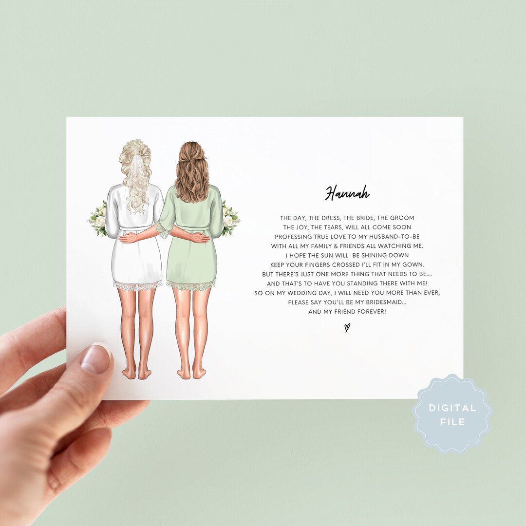 Printable Will You Be My Bridesmaid Card, Will You Be My Maid of Honor ...