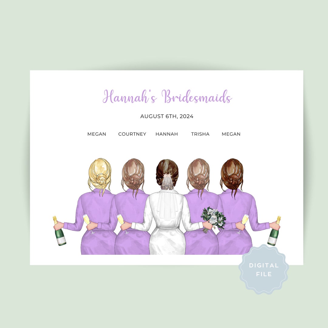 Printable Personalised Bridesmaid Wedding Gift Print, Bridesmaids ...