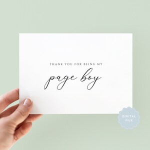 Printable Classic Thank You Page Boy Card, Page Boy Wedding Thank You ...