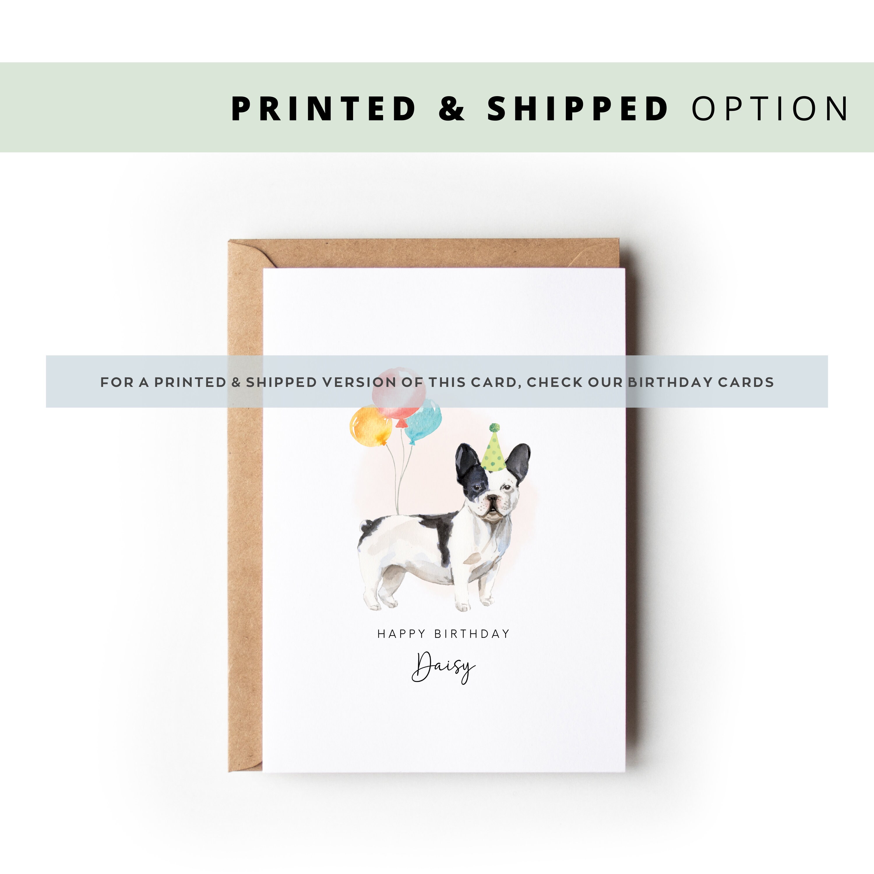Printable French Bulldog Birthday Card From the Dog, Birthday Card for ...