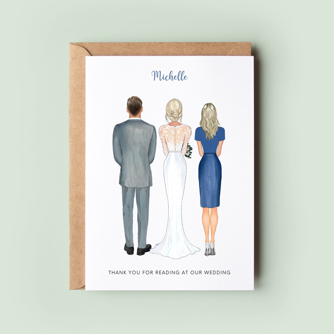 Personalised Thank You for Reading at Our Wedding Card, Wedding Thank ...