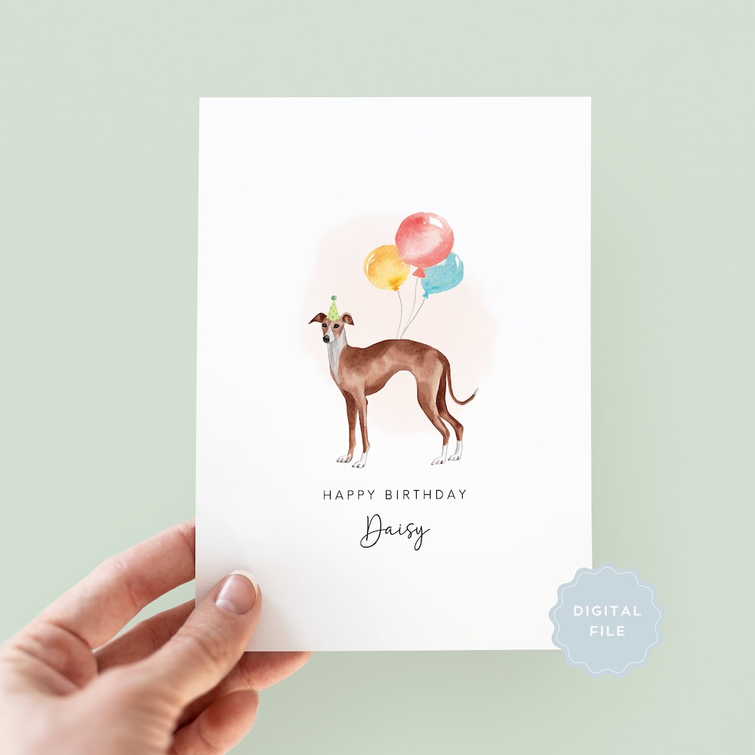 Printable Greyhound Birthday Card From the Dog, Birthday Card for Dog ...