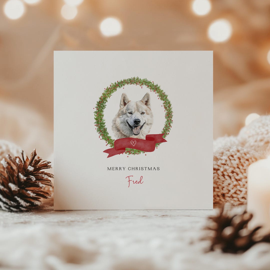 Personalised Akita Dog Christmas Card: Woofmas Christmas Greeting - Etsy