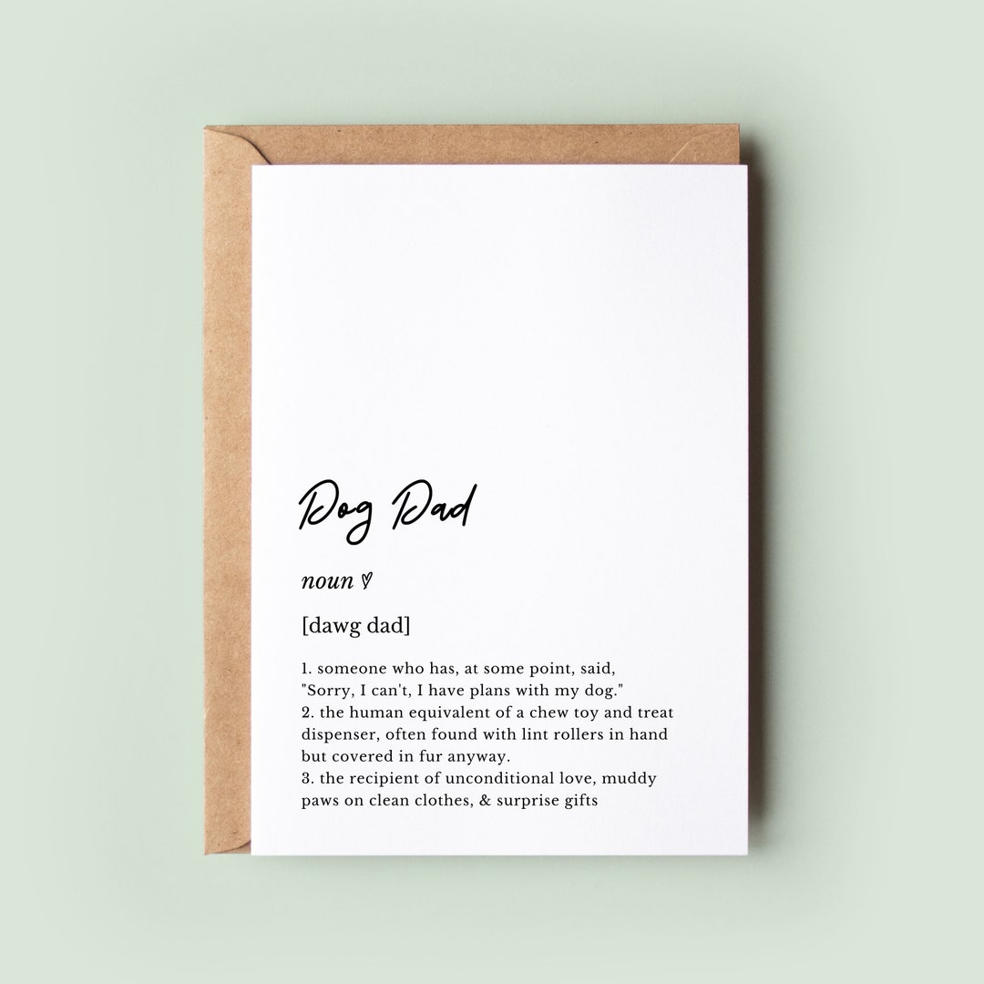 Dog Dad Definition Card, Dictionary Definition Card, Dog Dad Birthday ...