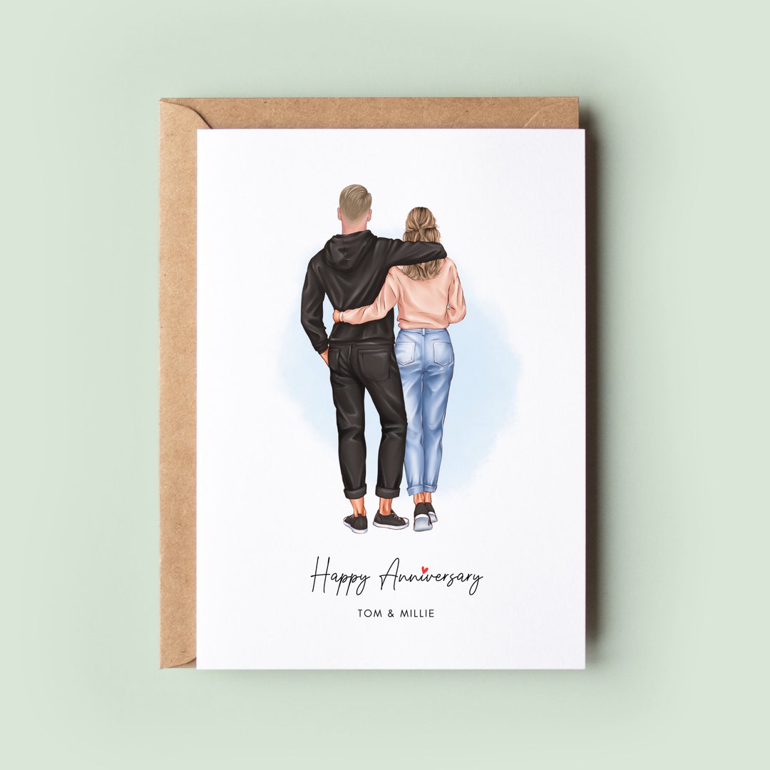 Personalised Couple Card, Couples Anniversary Card, Card for Her, for ...
