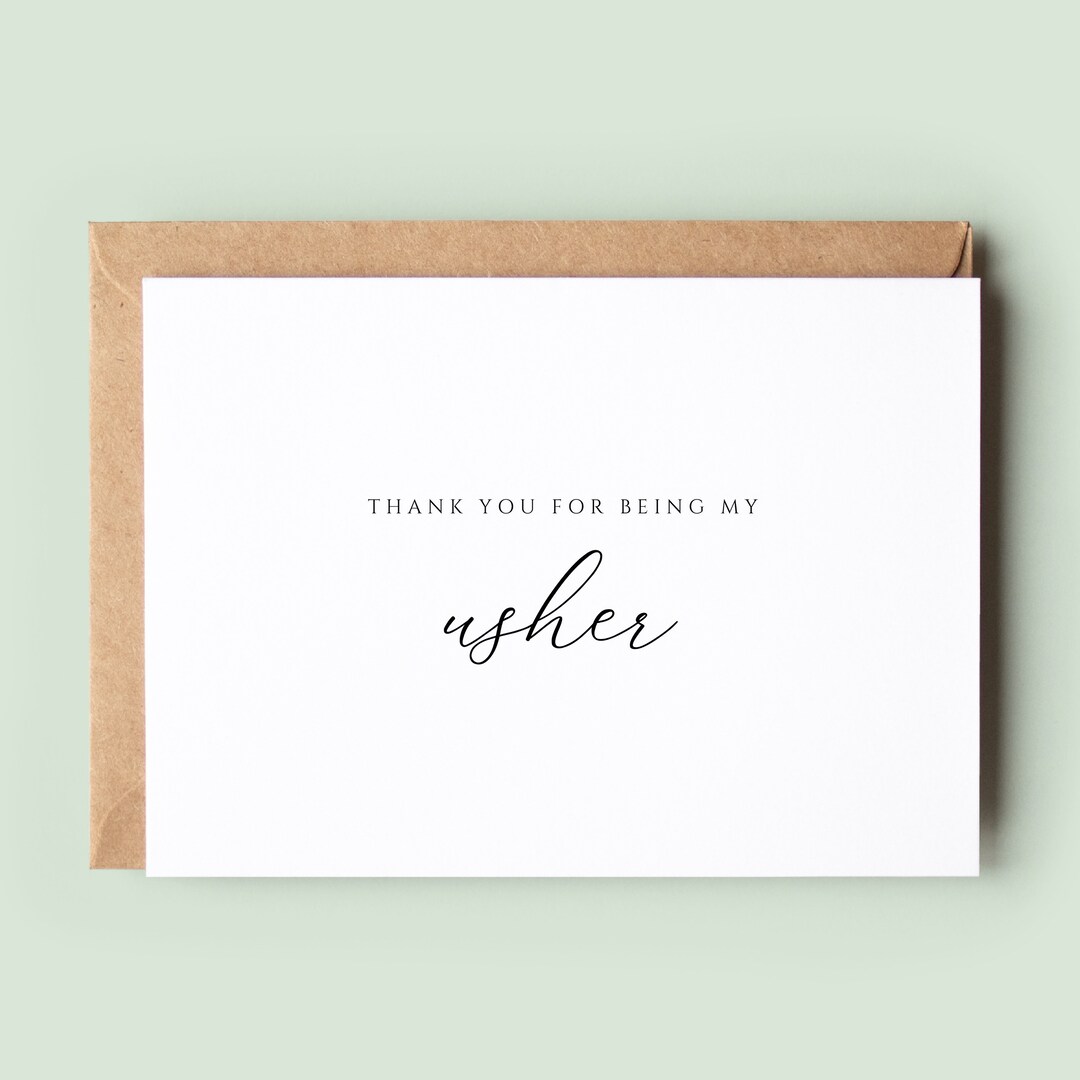 Classic Thank You Usher Card, Usher Wedding Thank You Card, Card to ...