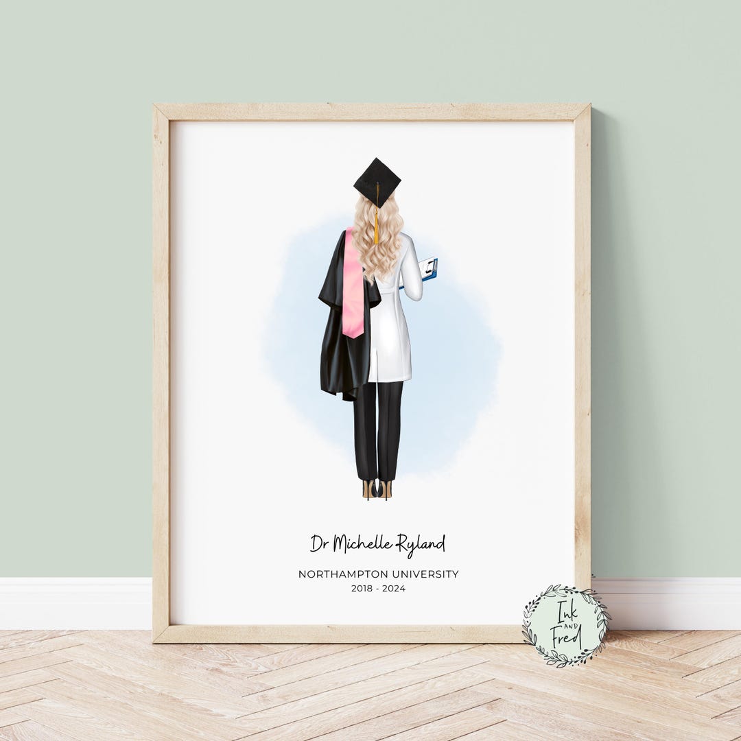 Female Doctor Graduation Print - Custom Dr Graduation Gift - Vet ...