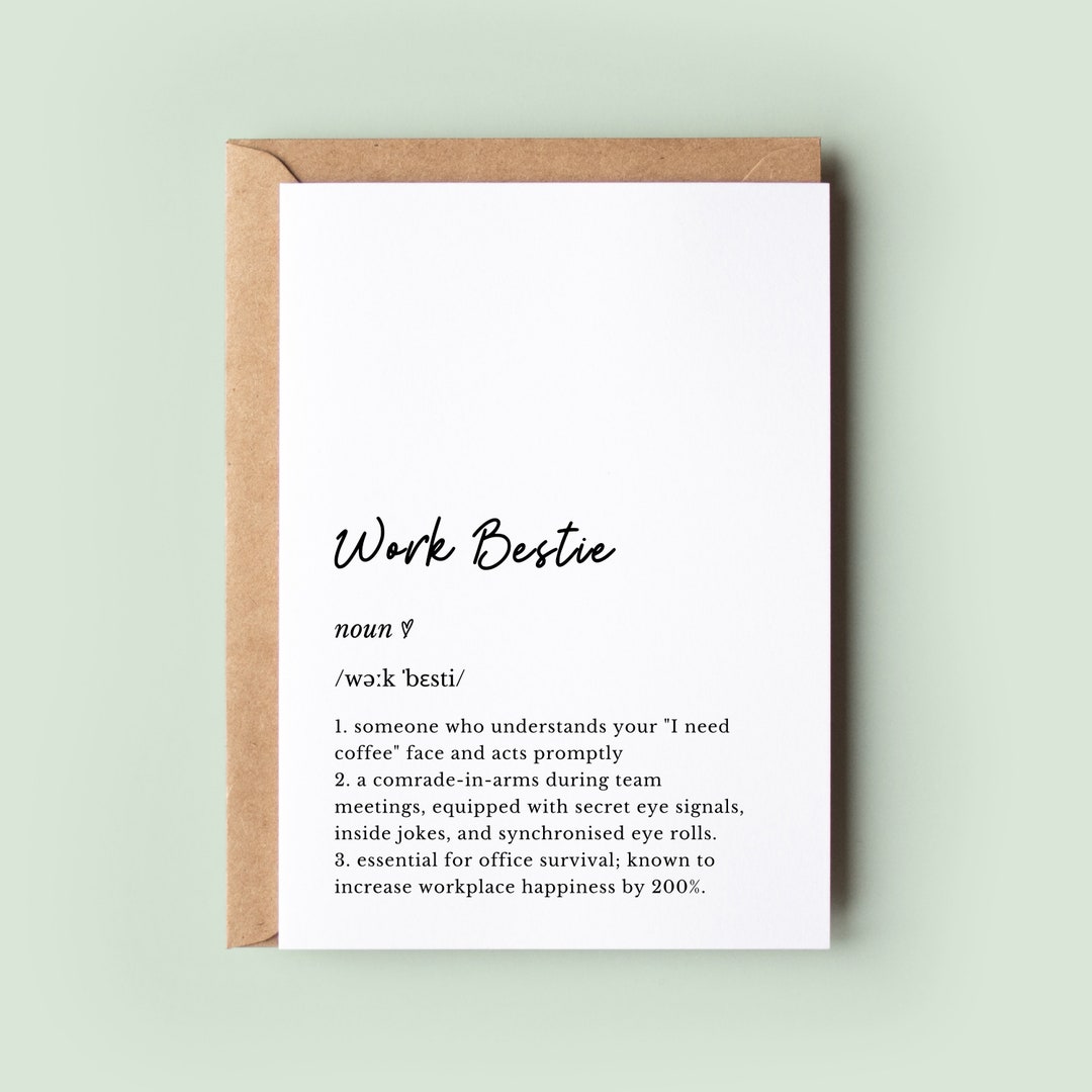 Work Bestie Definition Card, Work Bestie Leaving Card, Work Bestie ...