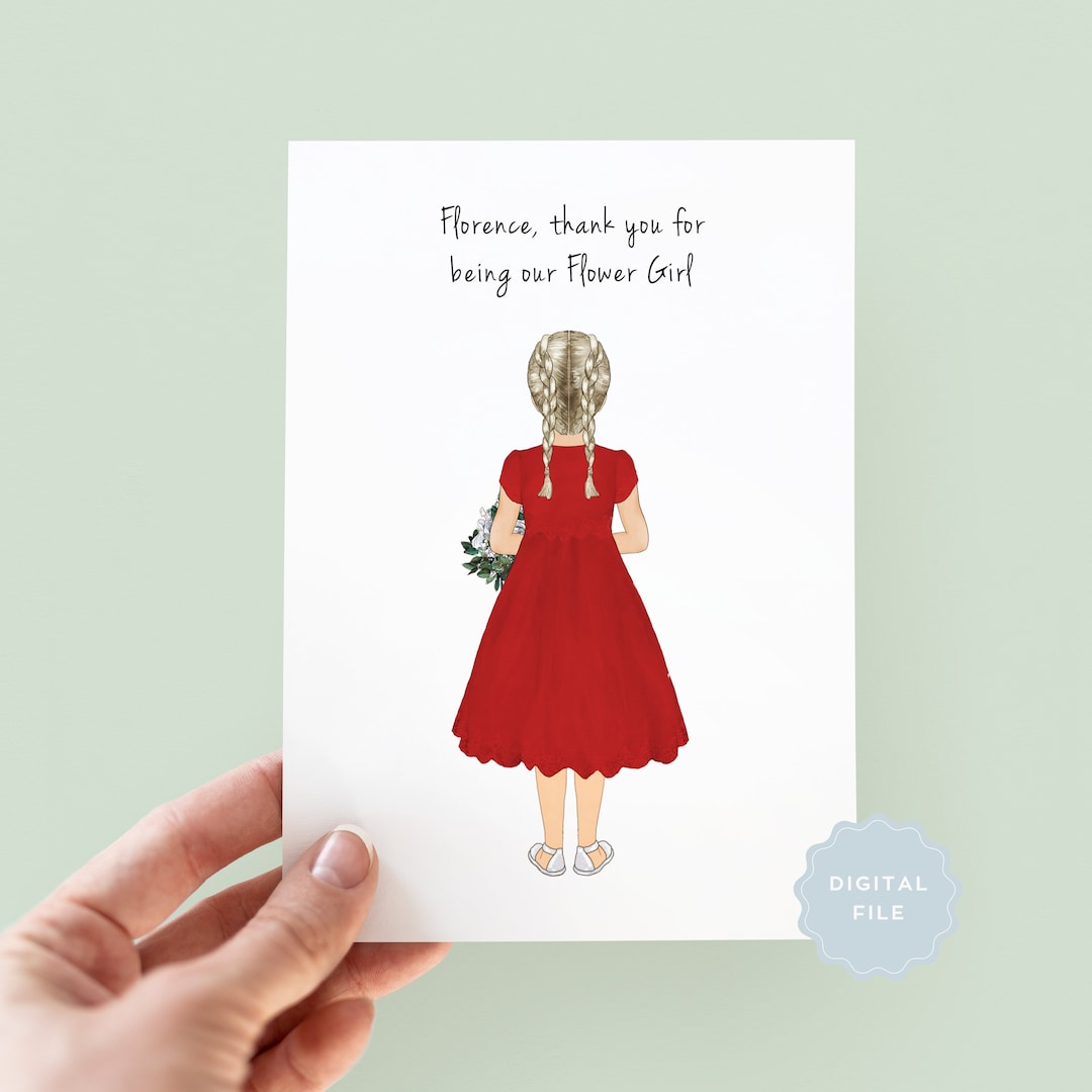 Printable Thank Card for Flower Girl, Thank You Card for Junior ...