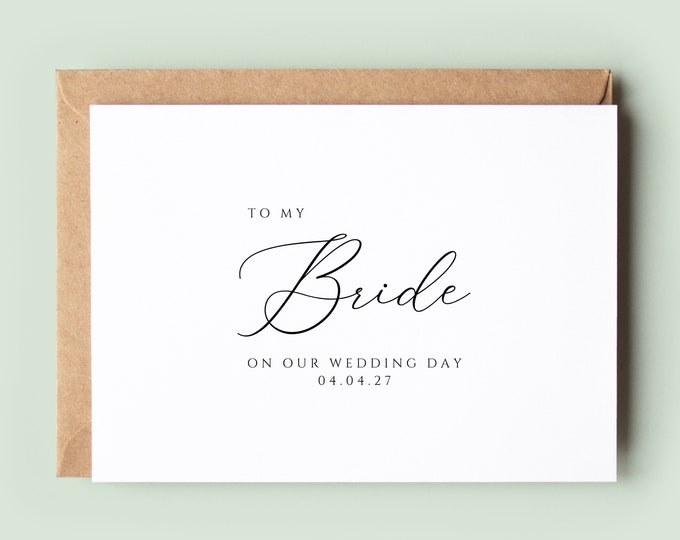 Wedding White on White Greeting Card With Envelope for the Bride and ...
