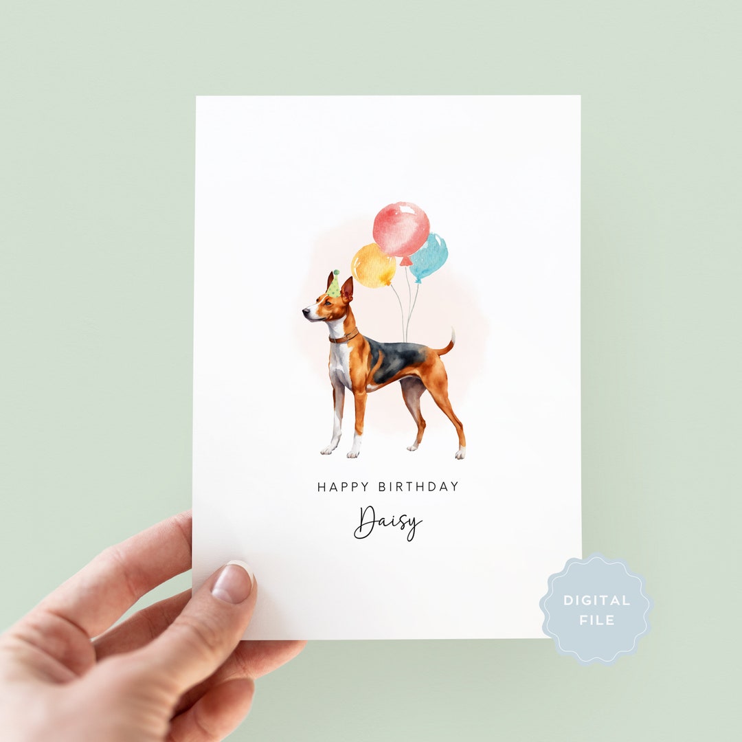 Printable Basenji Dog Birthday Card From the Dog, Birthday Card for Dog ...