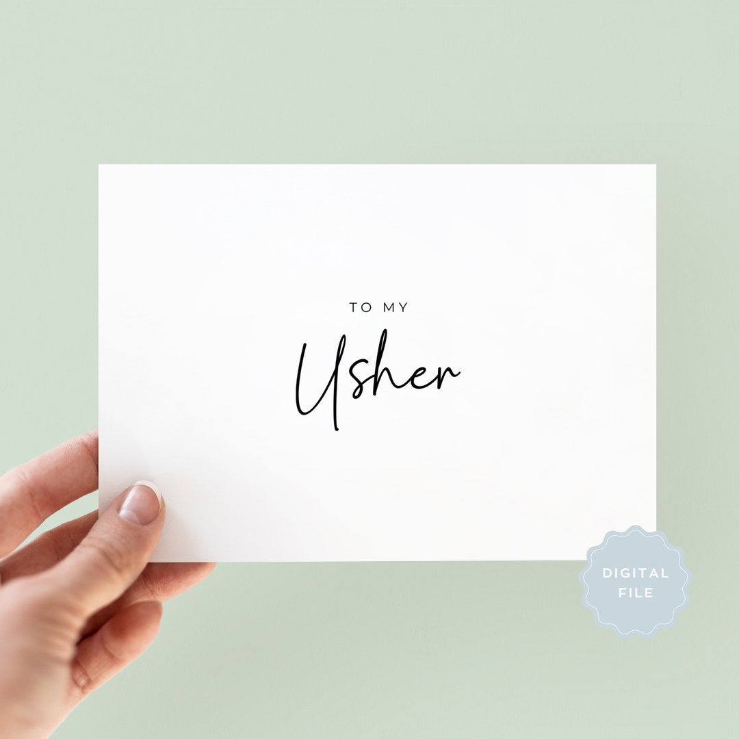 Printable to My Usher Thank You Card, Wedding Usher Card, Card for ...