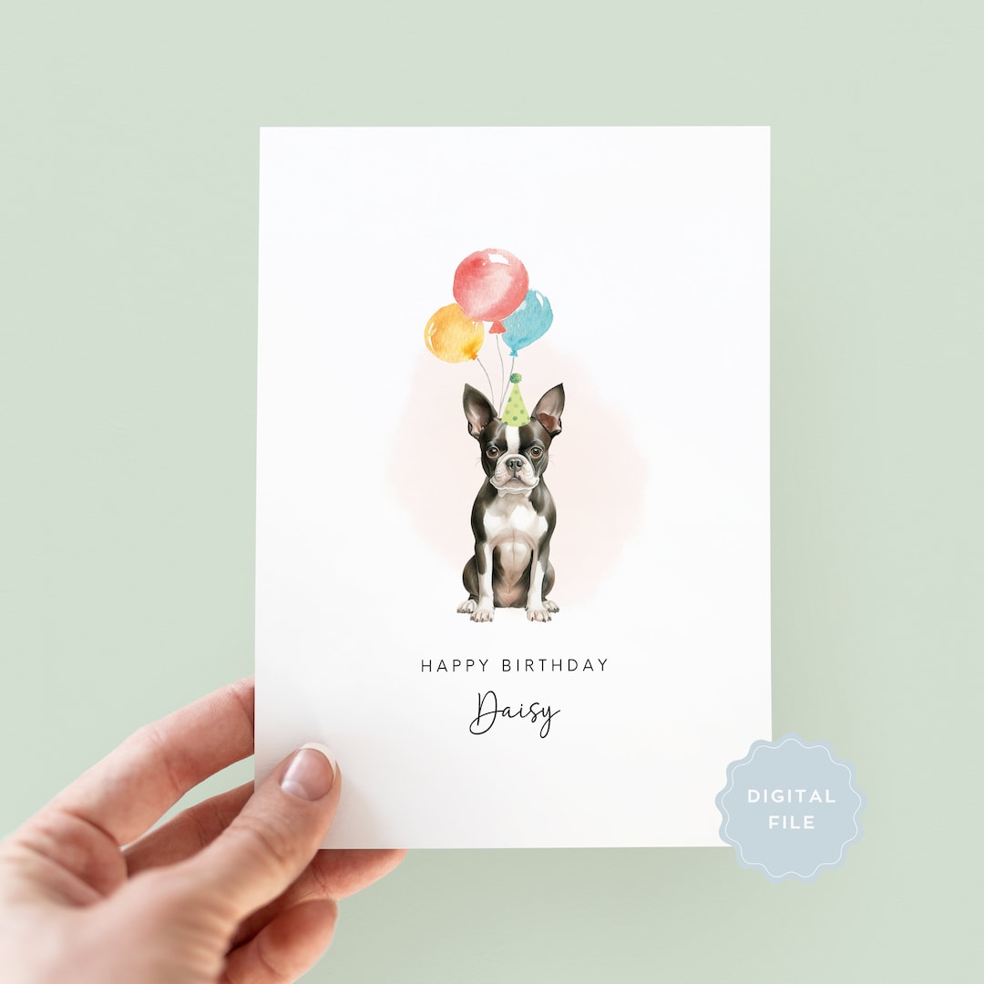 Printable Boston Terrier Birthday Card From the Dog, Birthday Card for ...