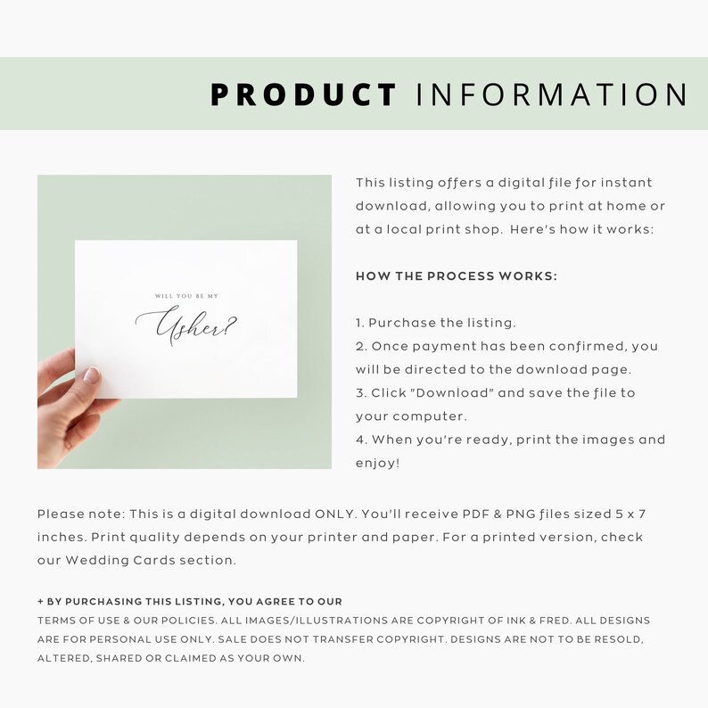Printable Classic Will You Be My Usher Wedding Card, Card to Usher ...