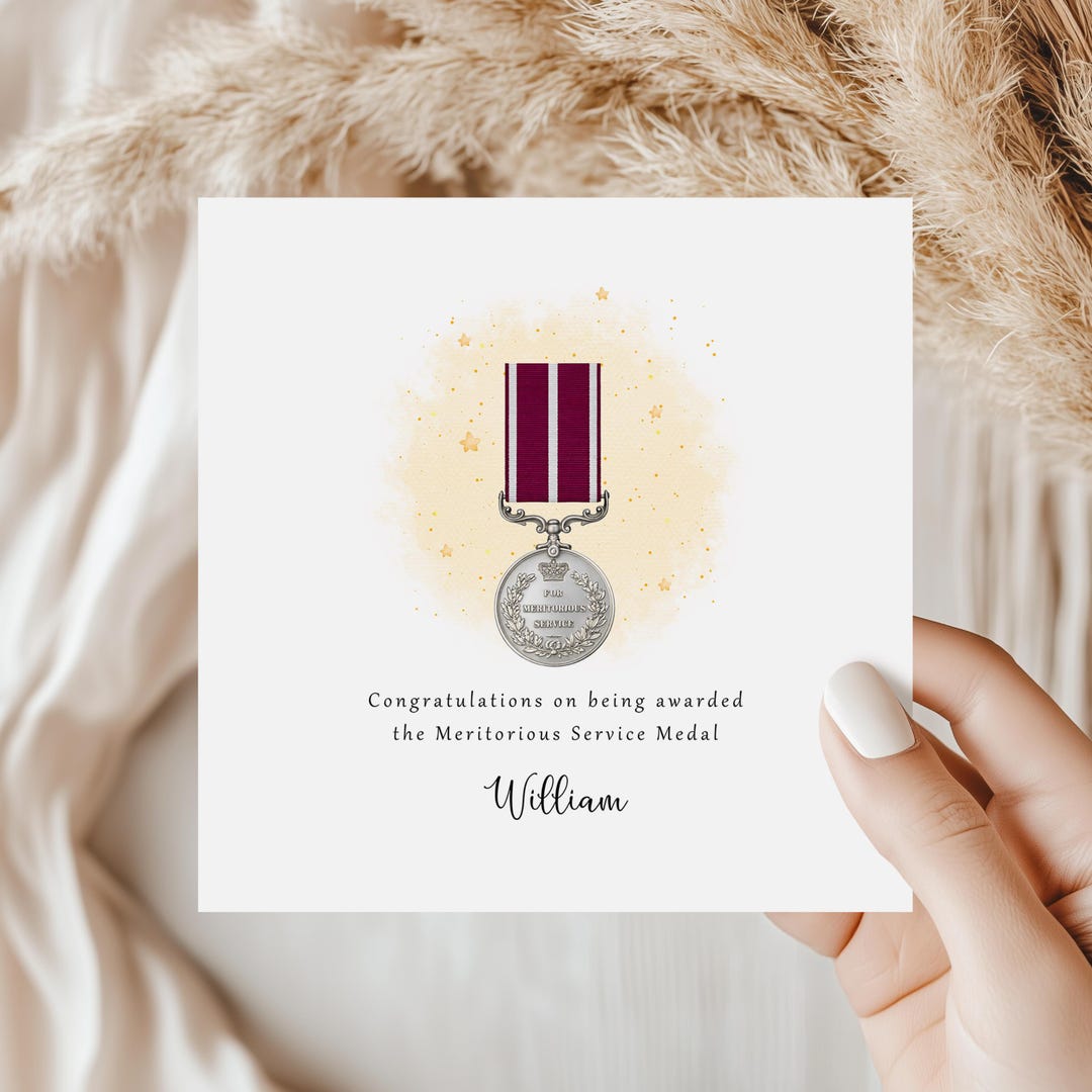 Personalised Meritorious Service Medal Card | Congratulations, Honour ...