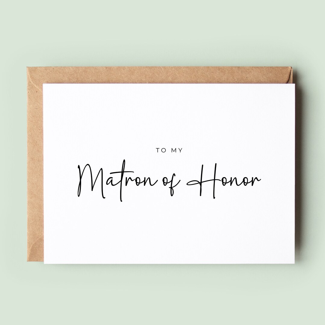 To My Matron of Honor Thank You Card, Wedding Matron of Honor Card ...
