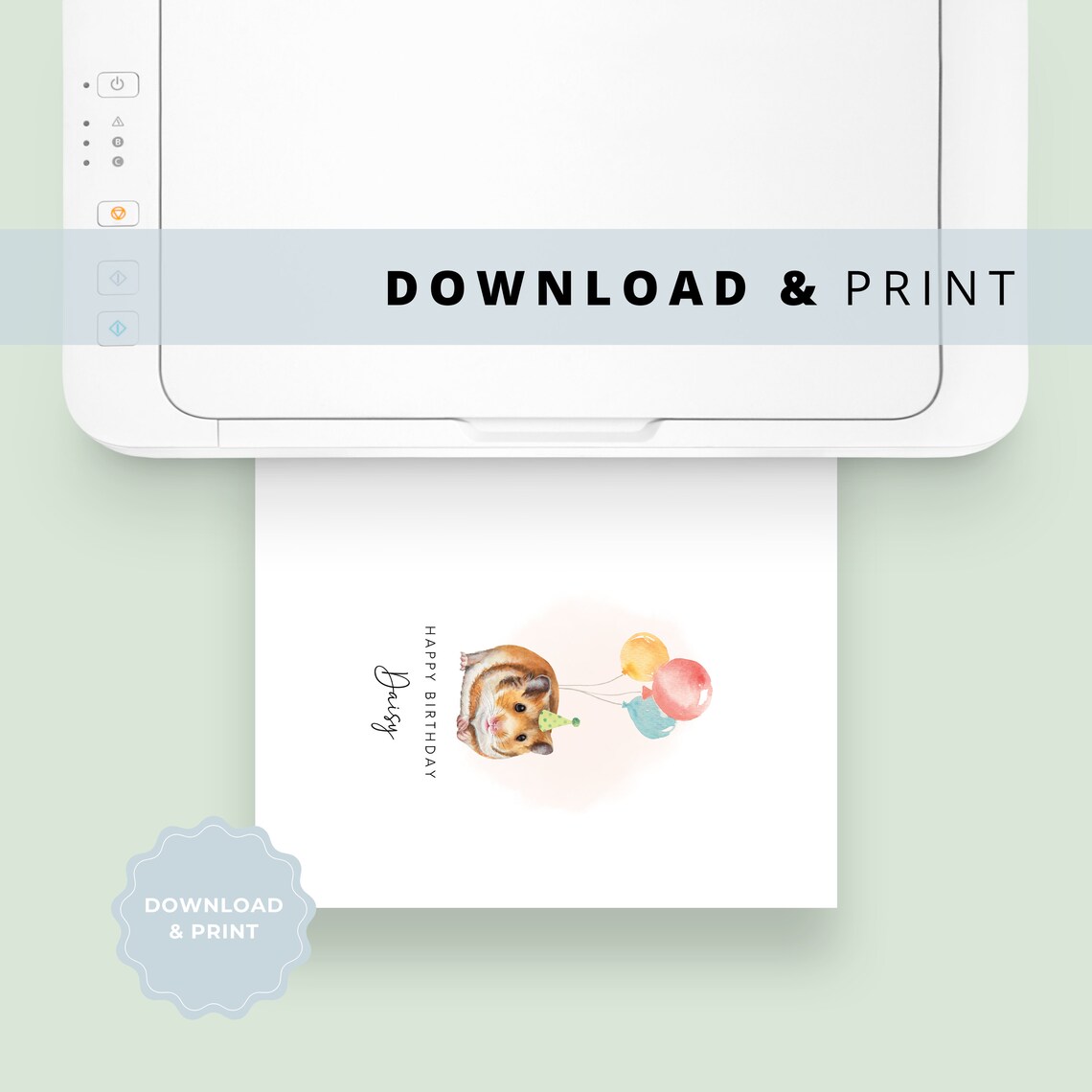 Printable Hamster Birthday Card for Pet Lovers, Birthday Greeting From ...