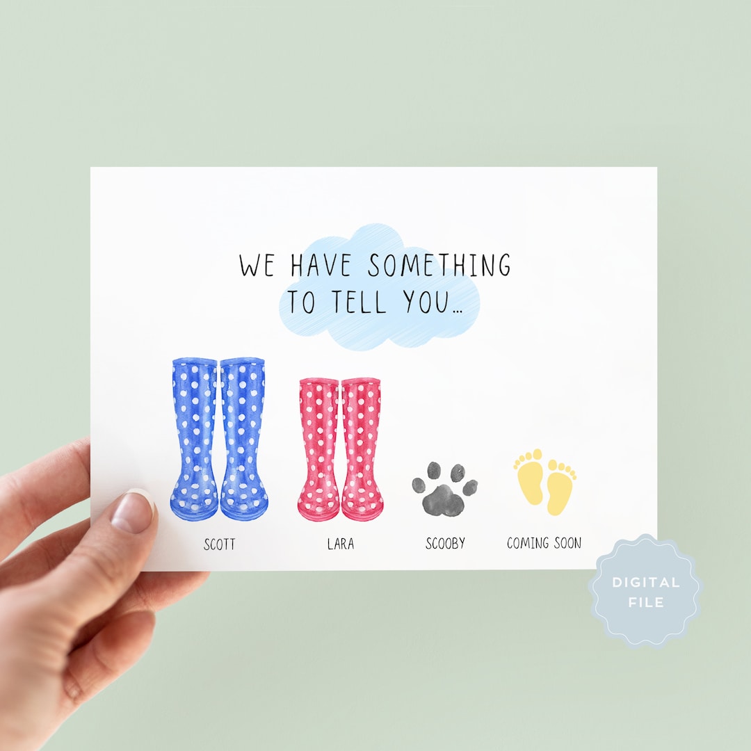 Printable Pregnancy Announcement Card, Baby Announcement Card ...