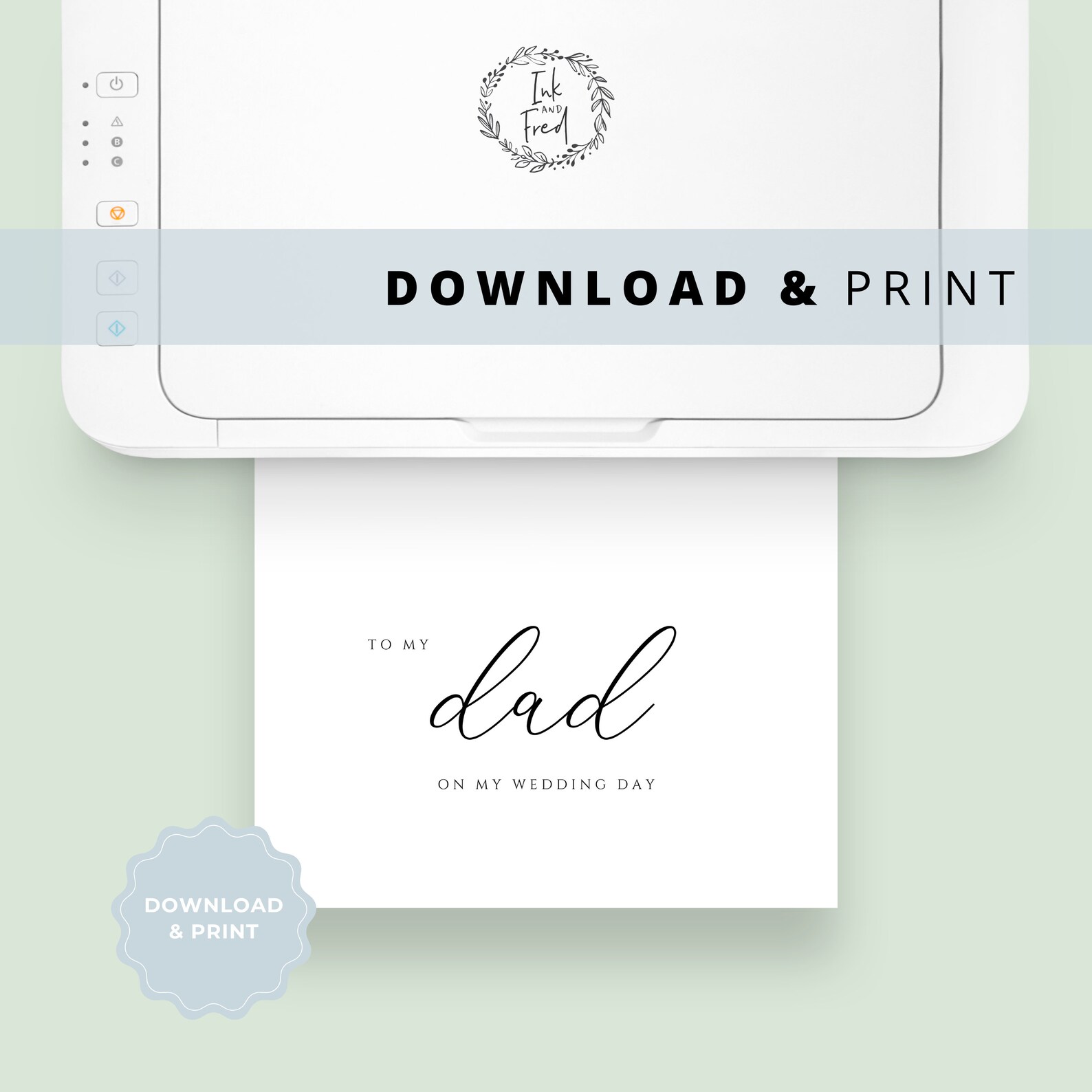 Printable Wedding Card to Dad, Father of the Bride or Groom Cards, to ...