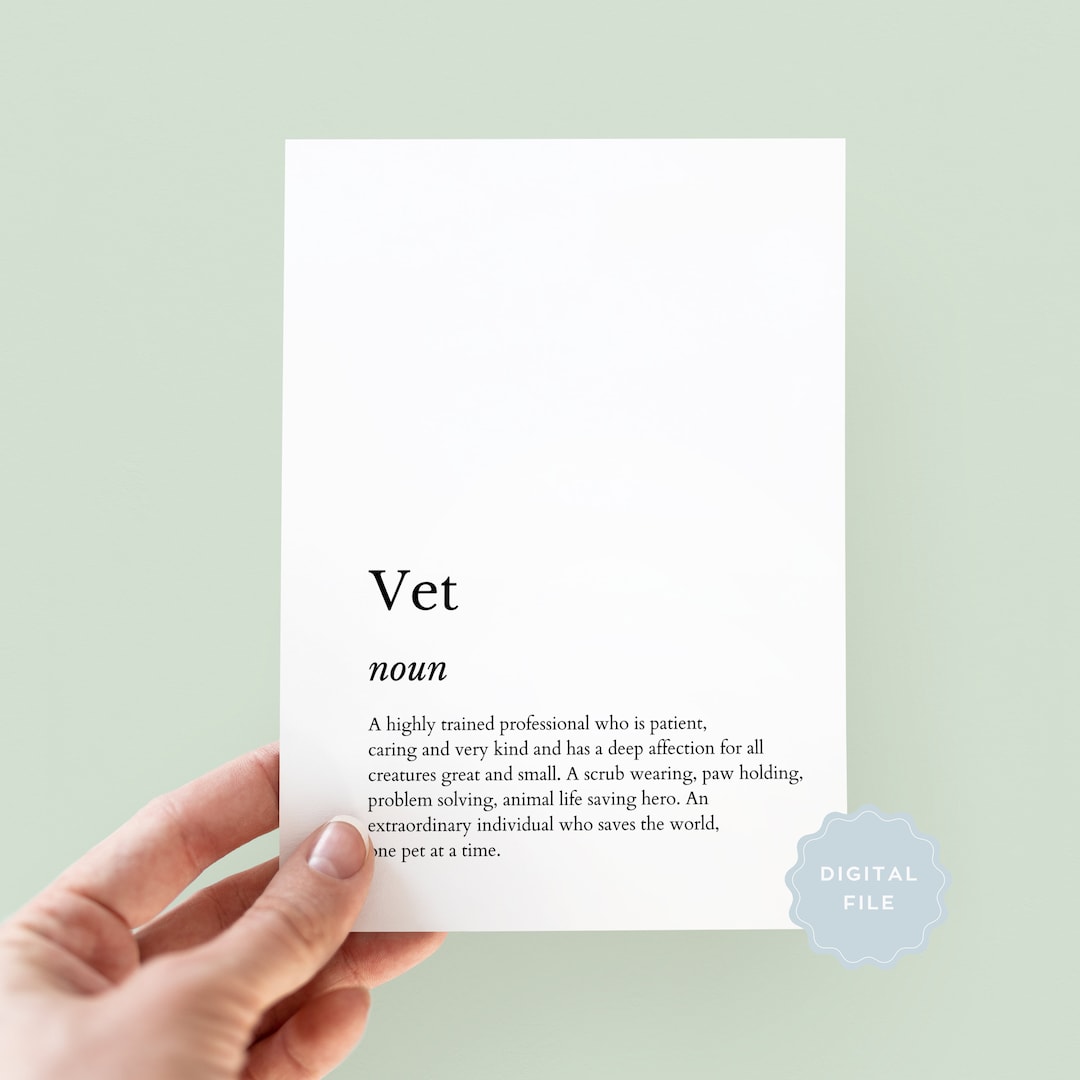Printable Vet Thank You Card, Vet Definition Card, Veterinary Thank You ...