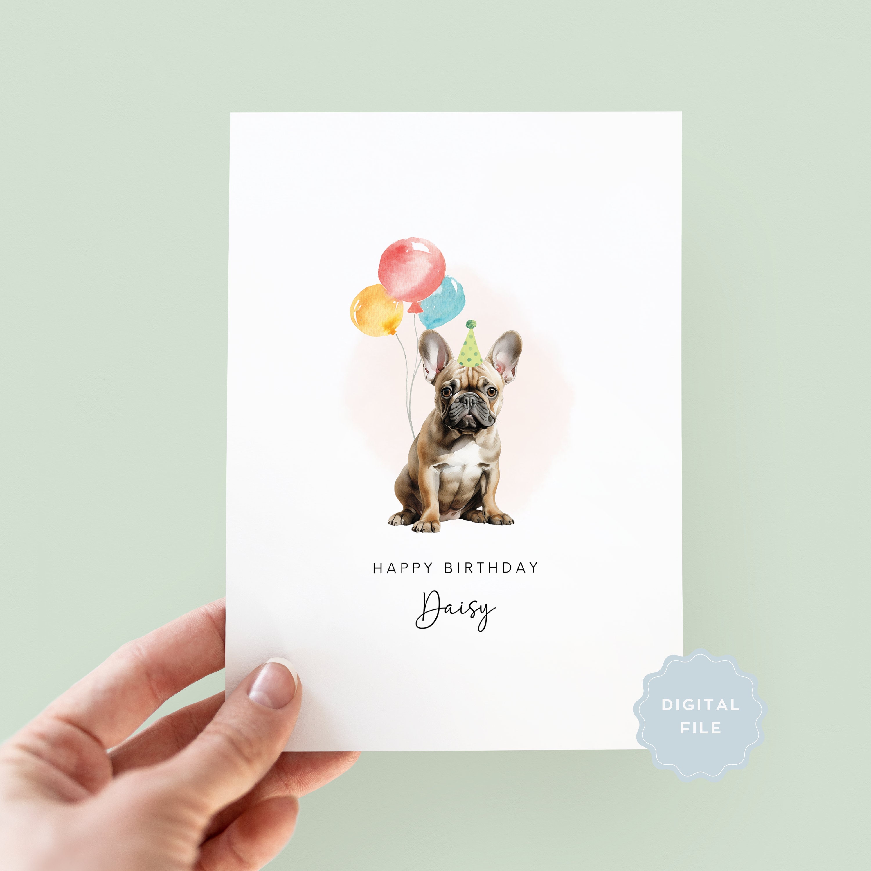Printable French Bulldog Birthday Card From the Dog, Birthday Card for ...