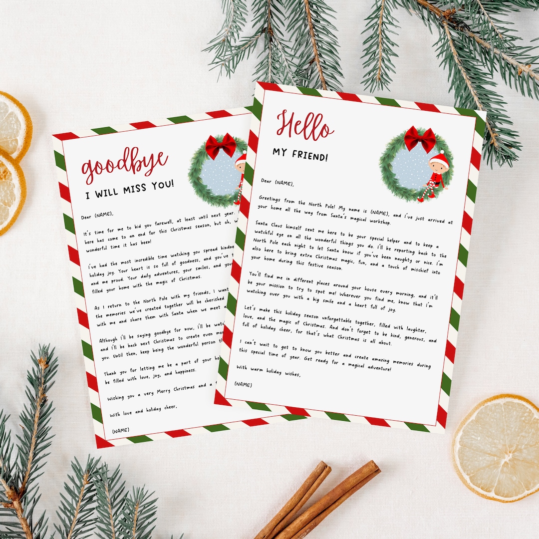 Printable Letter From Elf, Welcome Letter From Elf, Goodby Letter From ...