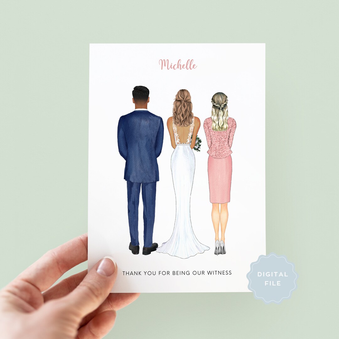 Printable Personalised Thank You for Being Our Witness Card, Wedding ...