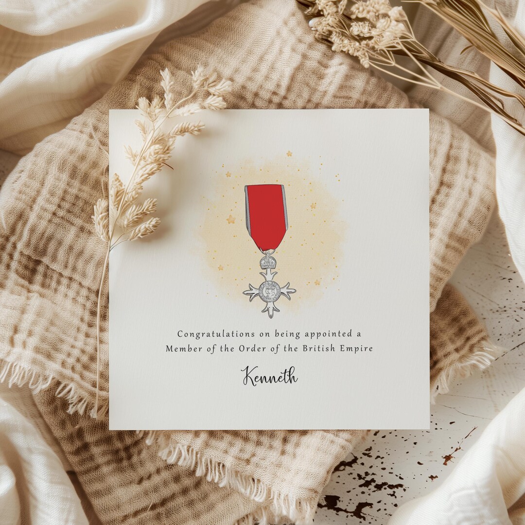 MBE Congratulations Card | Personalised Royal Honour Keepsake - Etsy UK