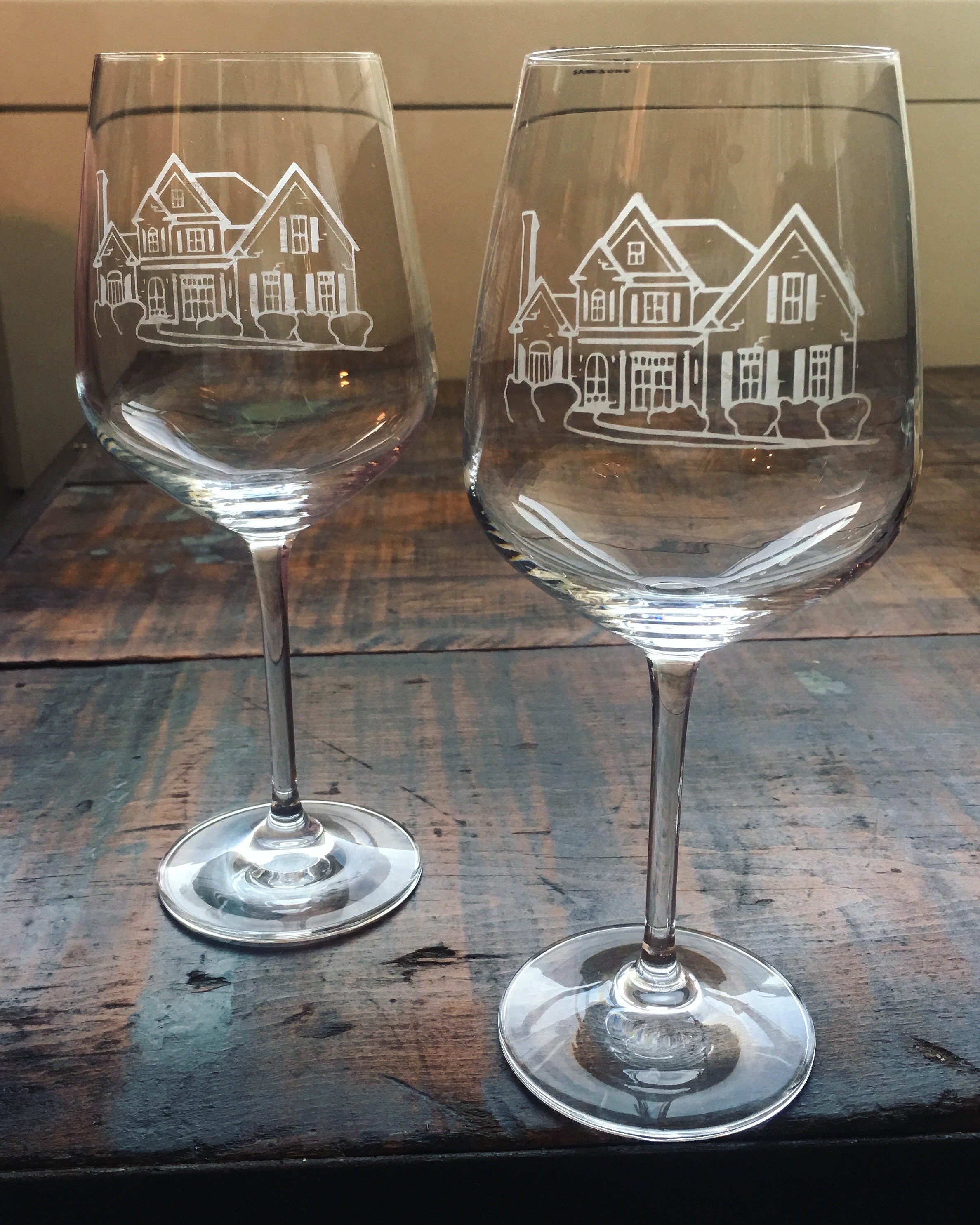 Custom House Portrait Etched Glass - Etsy