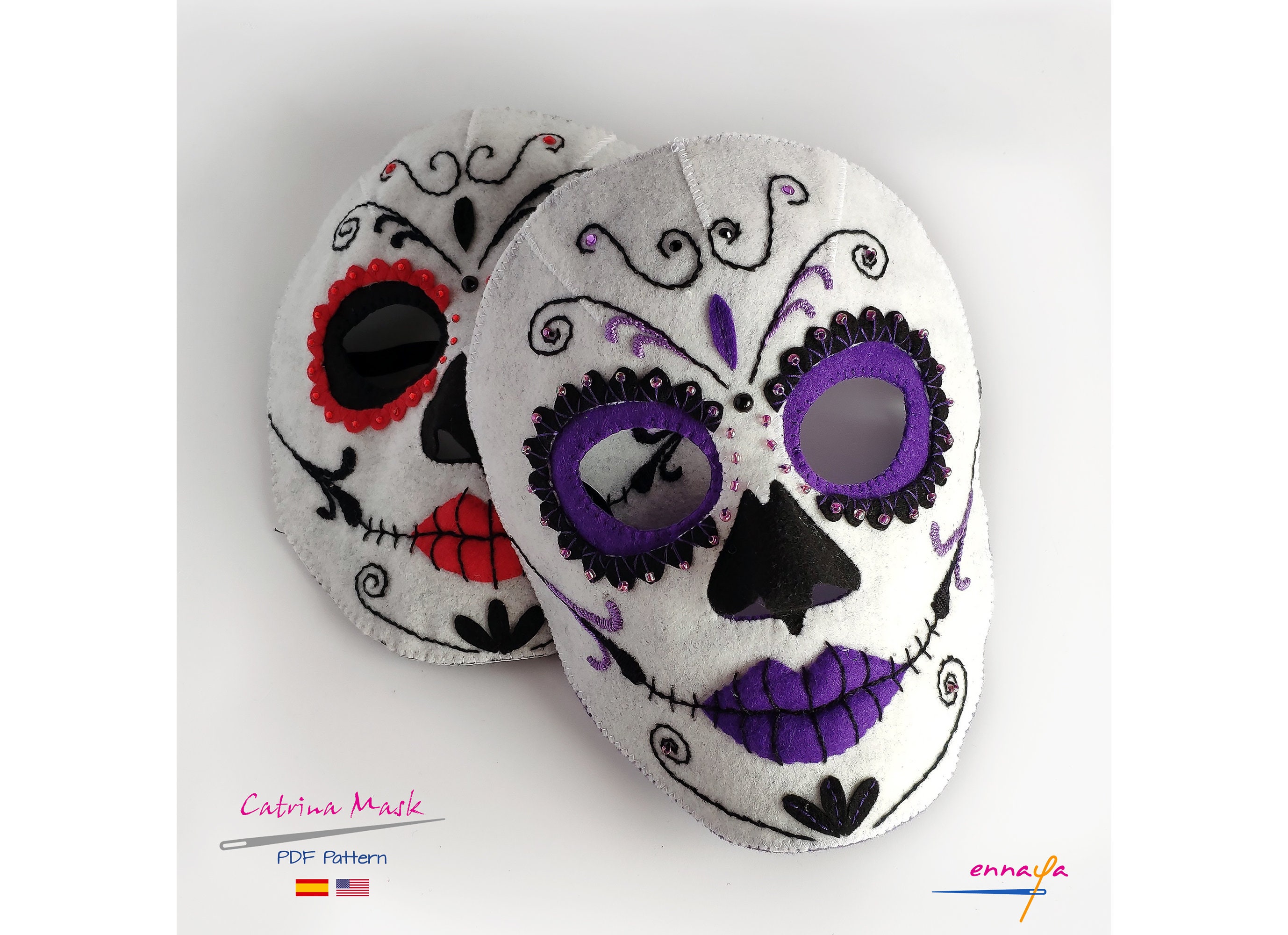 PDF Catrina Mask, PDF Sewing Pattern, Halloween, Felt Mask, Dress Up - Etsy
