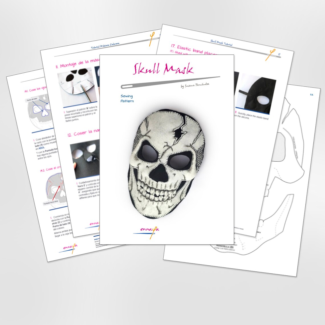 PDF Skull Mask, PDF Sewing Pattern, Halloween, Felt Mask, Day of the ...