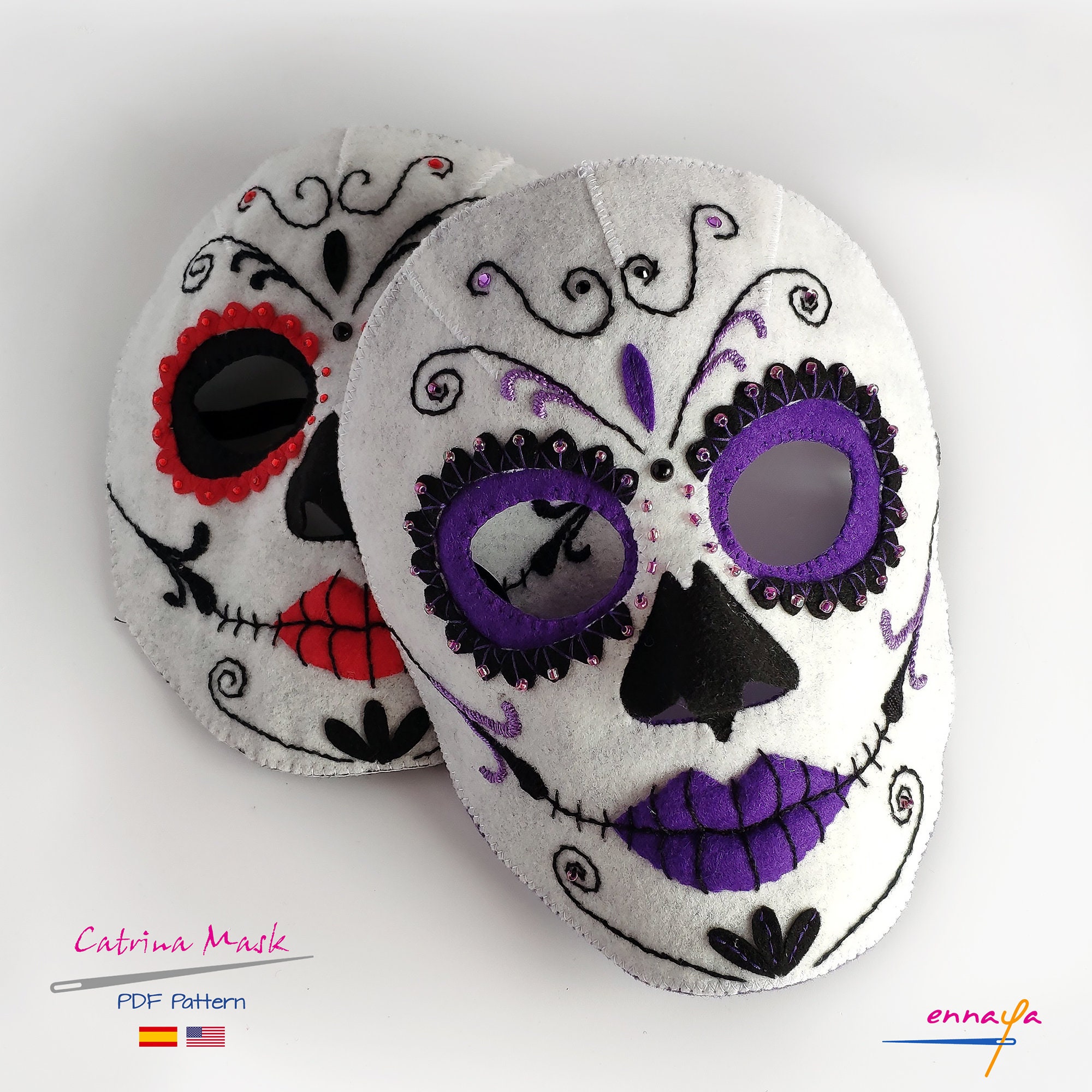 PDF Catrina Mask, PDF Sewing Pattern, Halloween, Felt Mask, Dress Up - Etsy